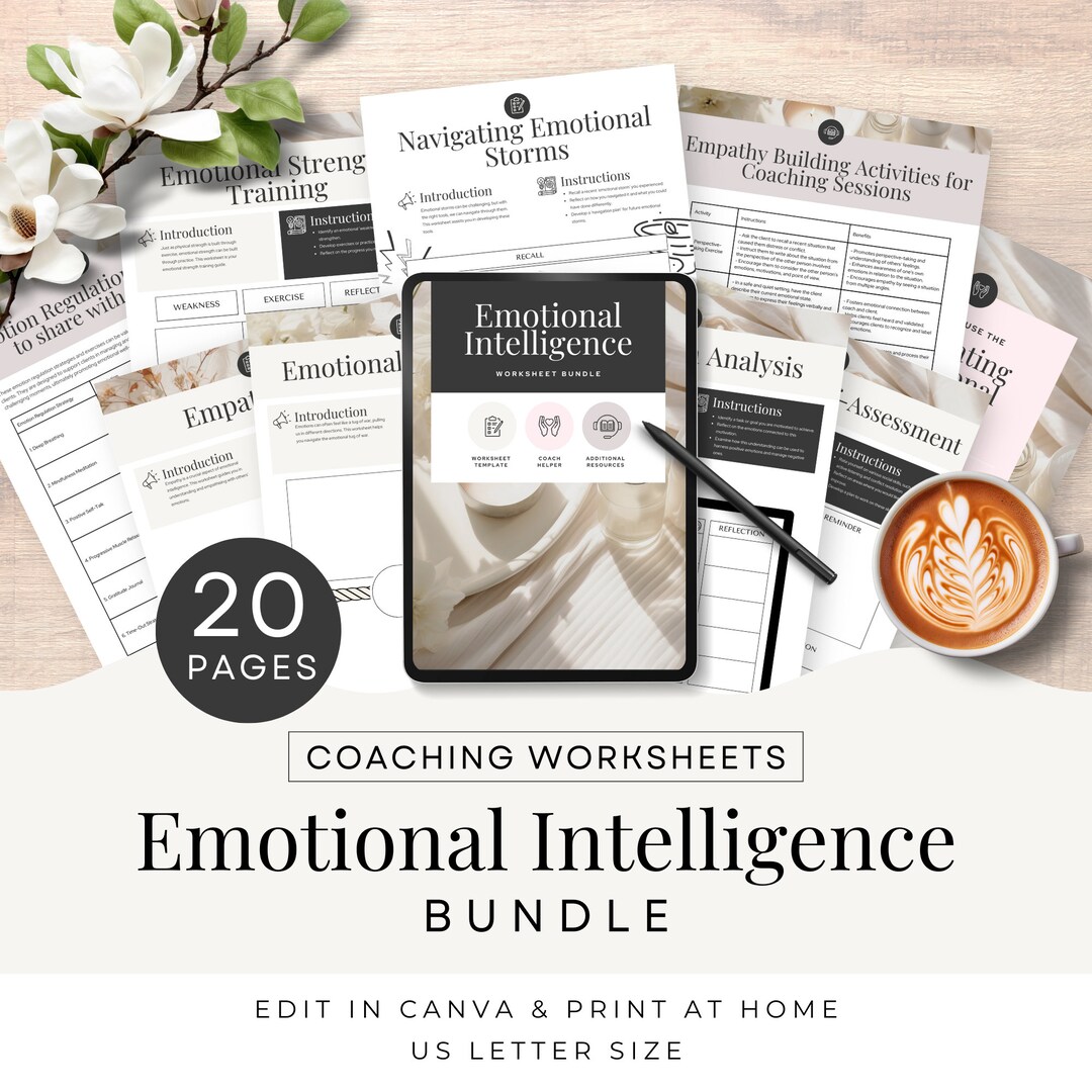 Worksheet Bundle for Life Coaches, Emotional Intelligence Tools ...