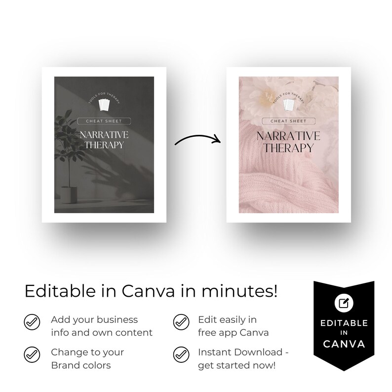 Narrative Therapy Cheat Sheet Canva Template Client Handout Cheatsheet ...