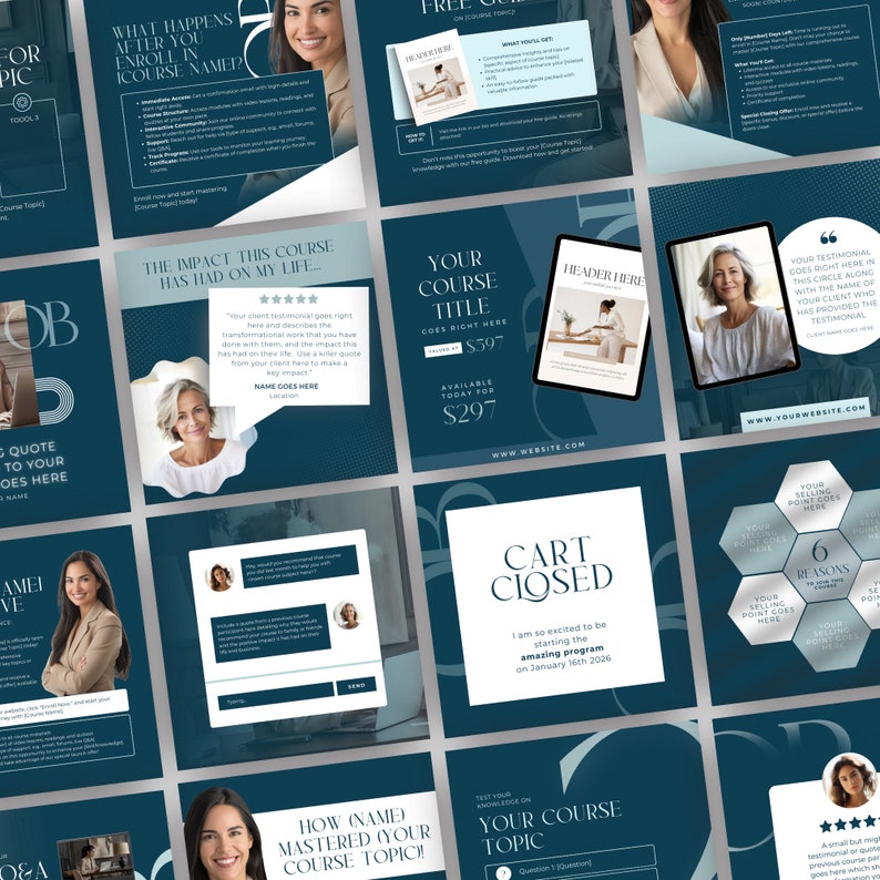 Insta Posts for Course Creators Canva Template Digital Entrepreneur ...