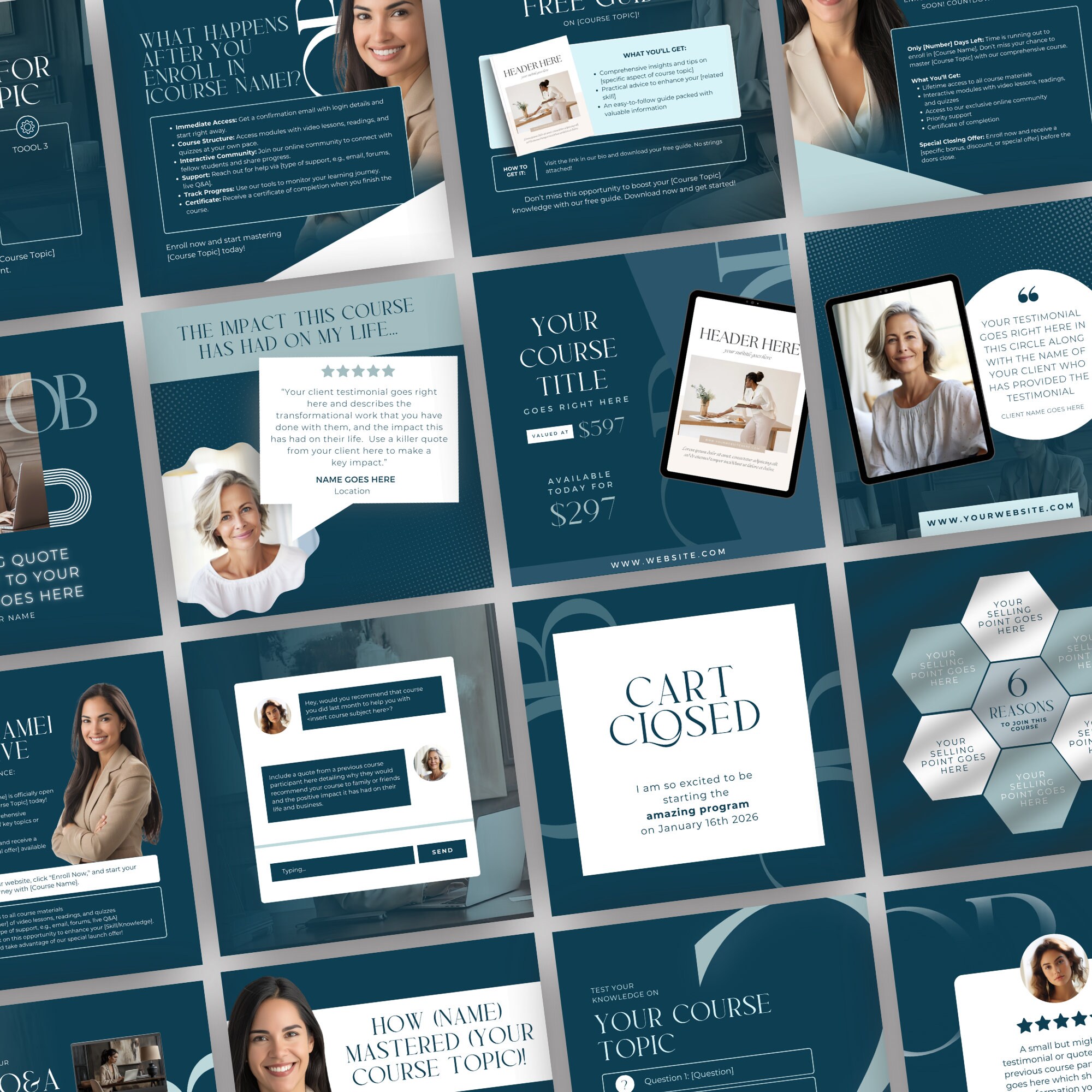 Insta Posts for Course Creators Canva Template Digital Entrepreneur ...