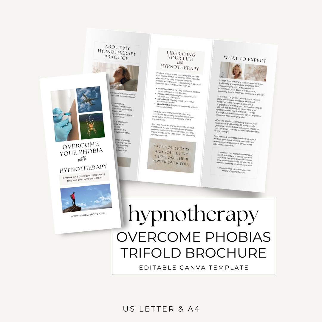 Hypnosis Client Information Flyer Trifold Leaflet Overcome Phobias ...