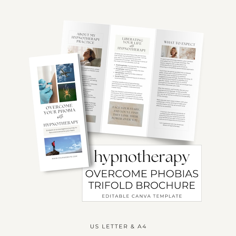 Hypnosis Client Information Flyer Trifold Leaflet Overcome Phobias ...