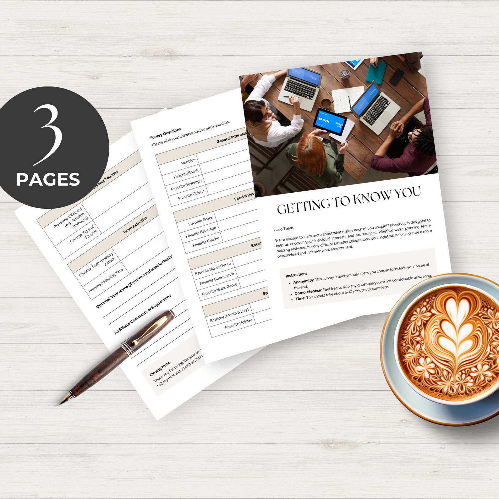 Team Interests Survey Canva Template to Help Team Appreciation Co ...