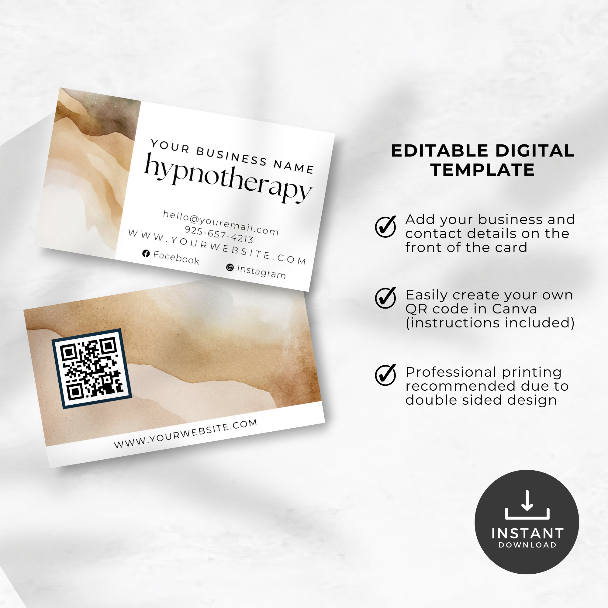 Hypnotherapist Business Card With QR Code Hypnotherapy Business Basics ...