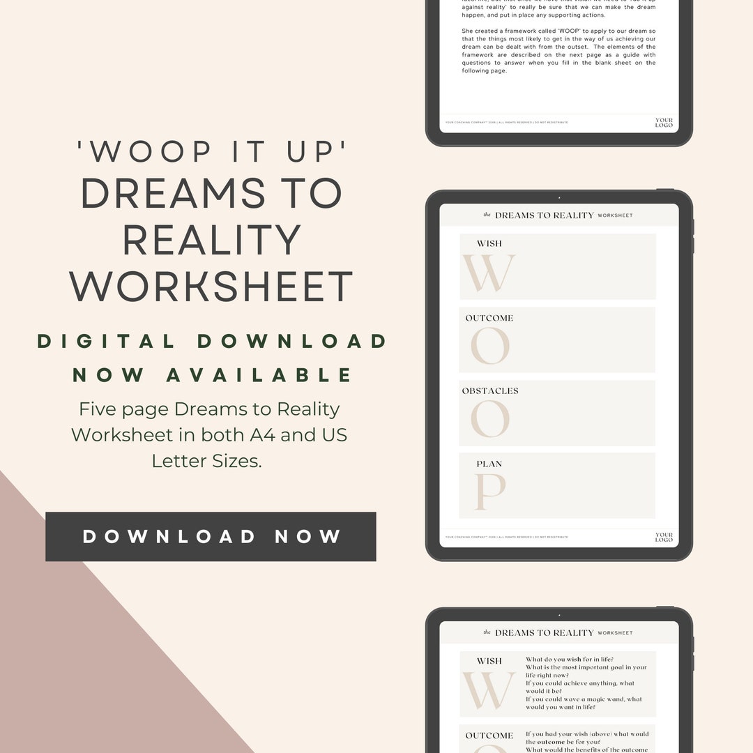 Dreams to Reality Worksheet, Done for You Freebie, Lead Magnet, Canva ...