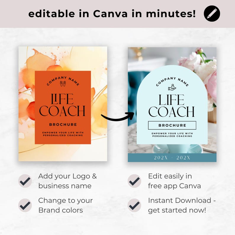 Editable Life Coach Brochure Template Promo Packet for New Clients ...