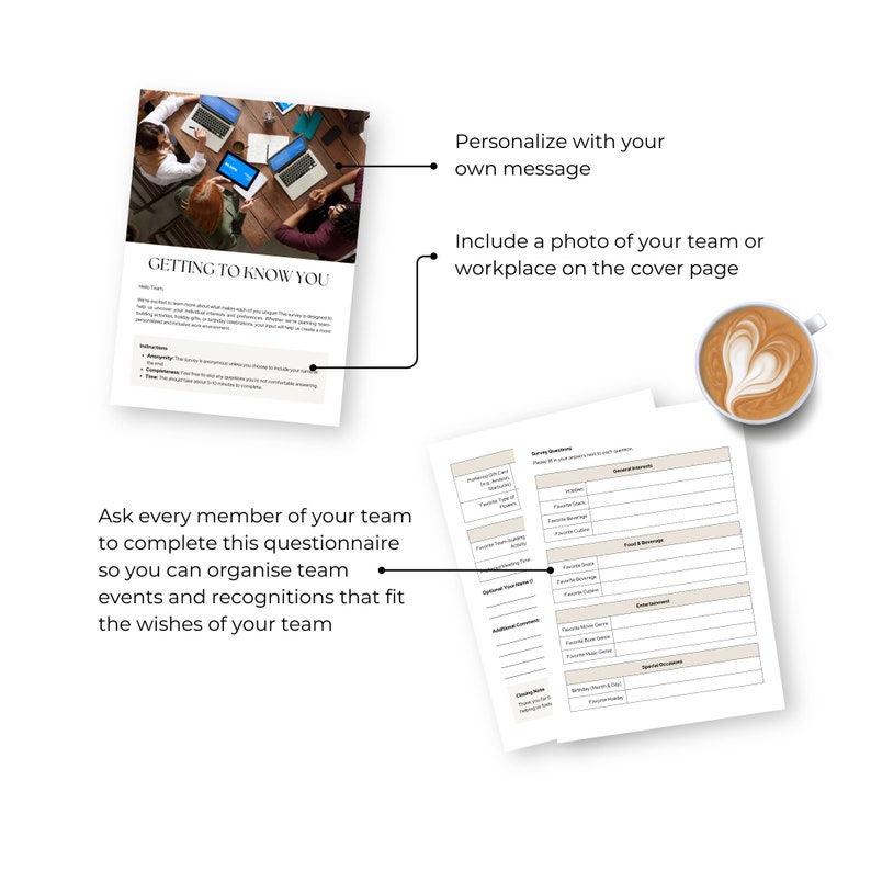 Team Interests Survey Canva Template to Help Team Appreciation Co ...