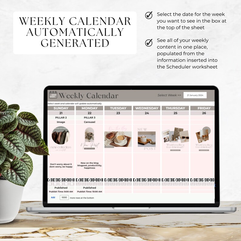 Instagram Content Calendar Google Sheets With Feed Preview, Social ...