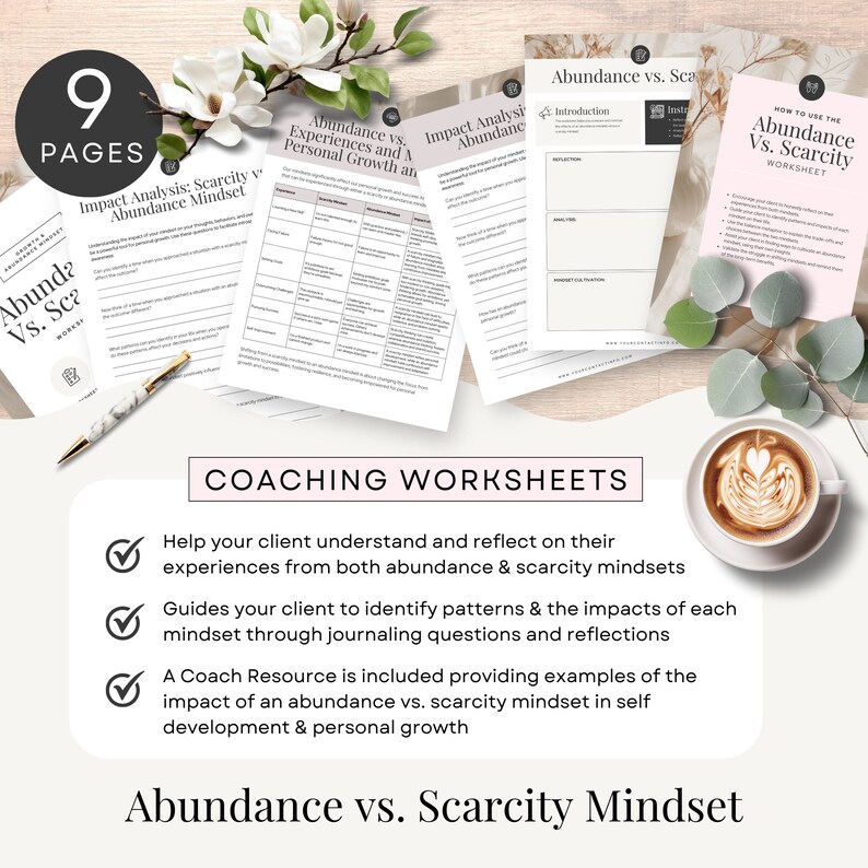 Abundance Templates, Coaching Worksheet, Mindset Development, Life ...