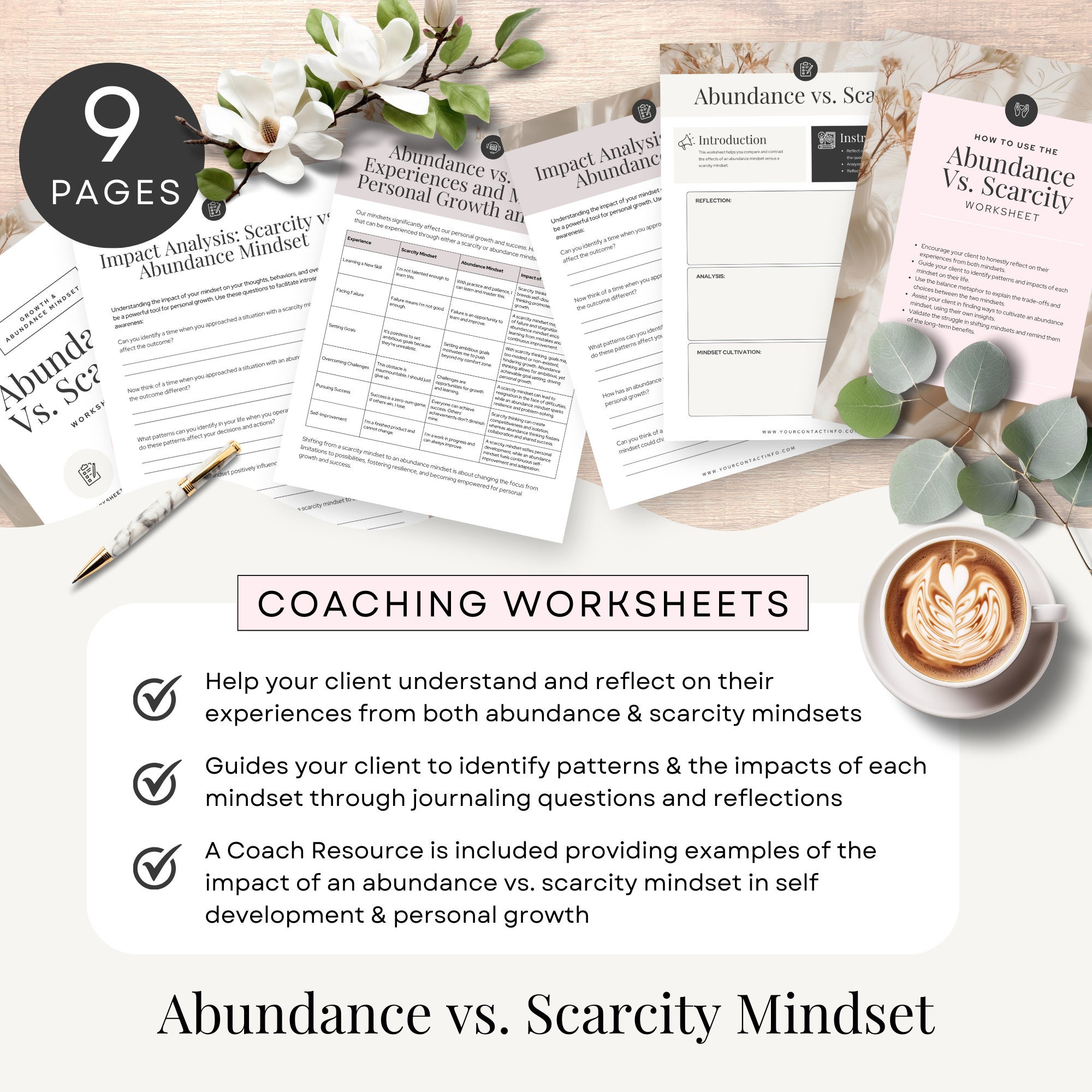 Abundance Templates, Coaching Worksheet, Mindset Development, Life ...