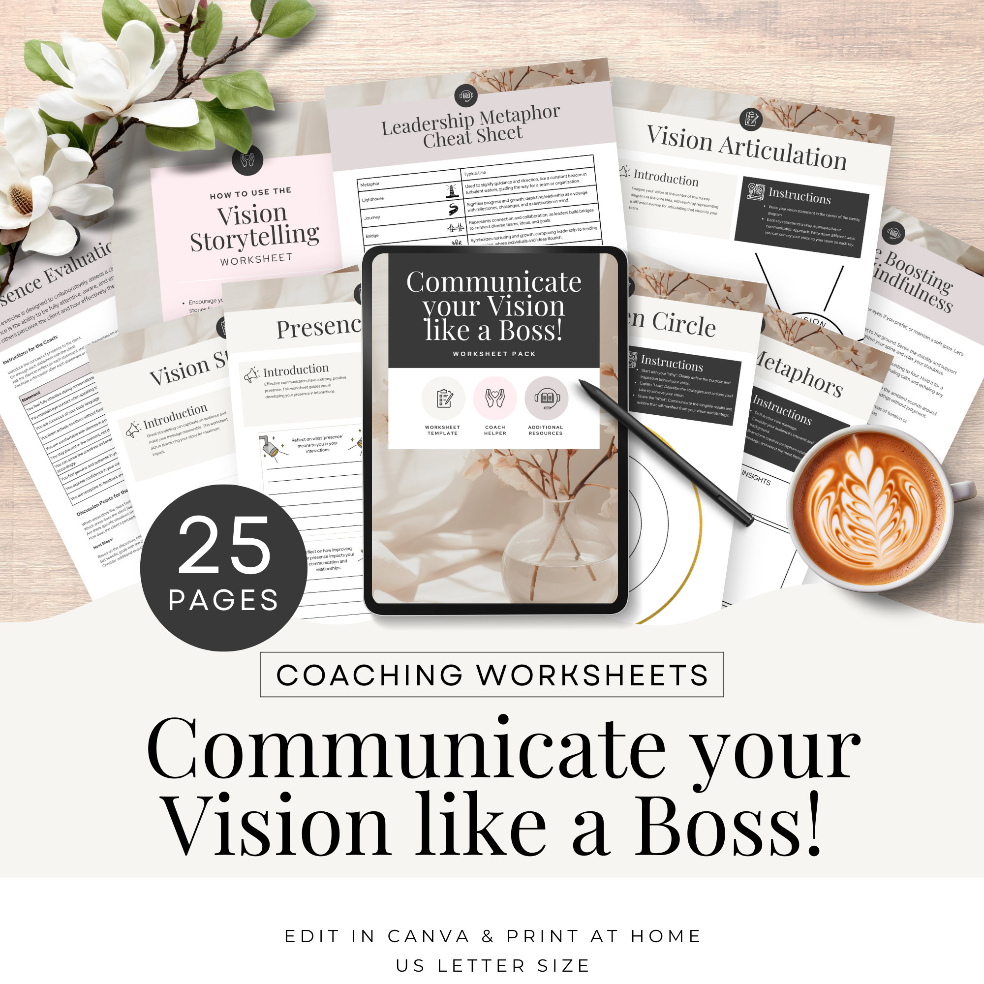 Executive Coach Worksheets, Leadership Tools, Communicate Your Vision ...