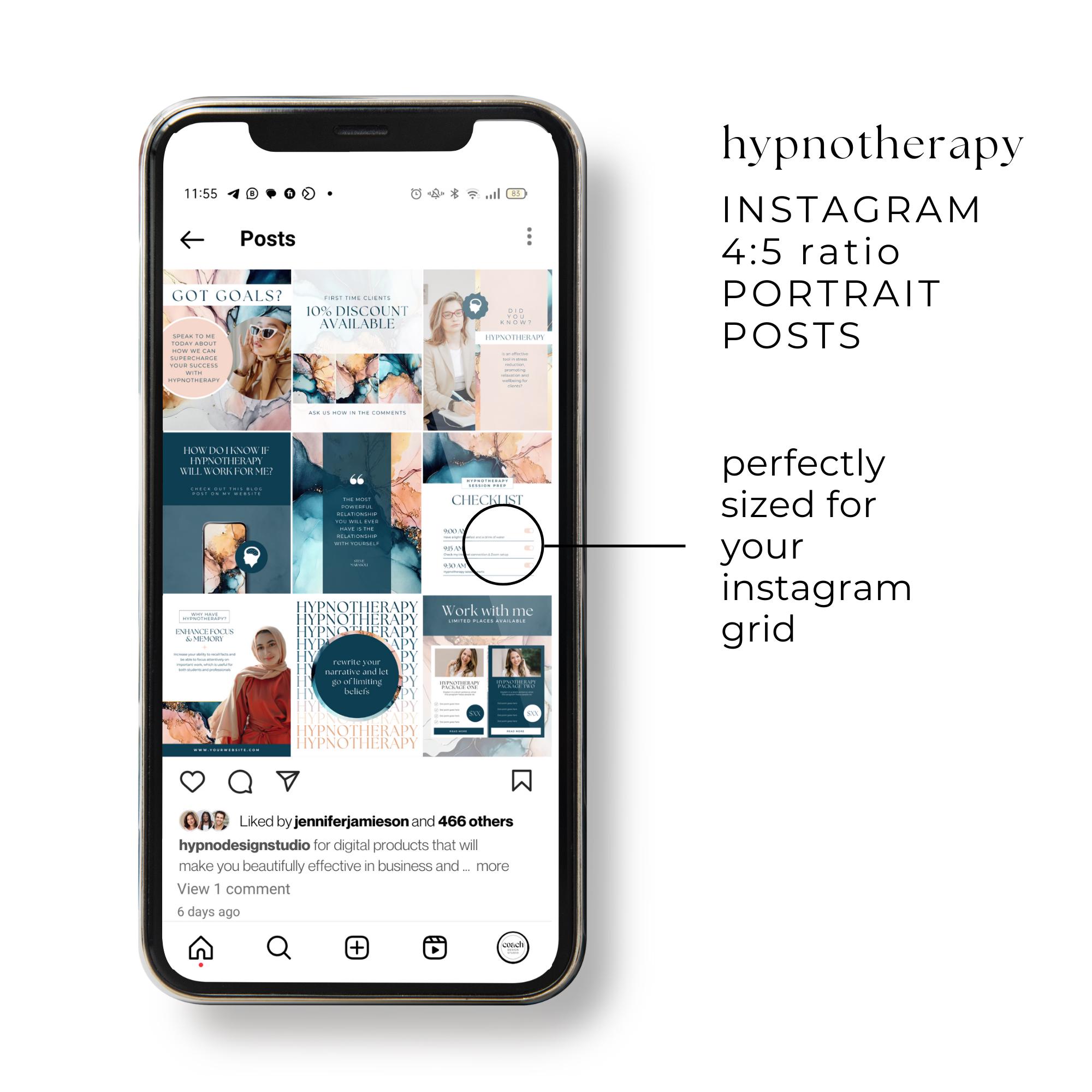 Hypnotherapy Insta Portrait Posts Canva Template 4:5 Ratio ...