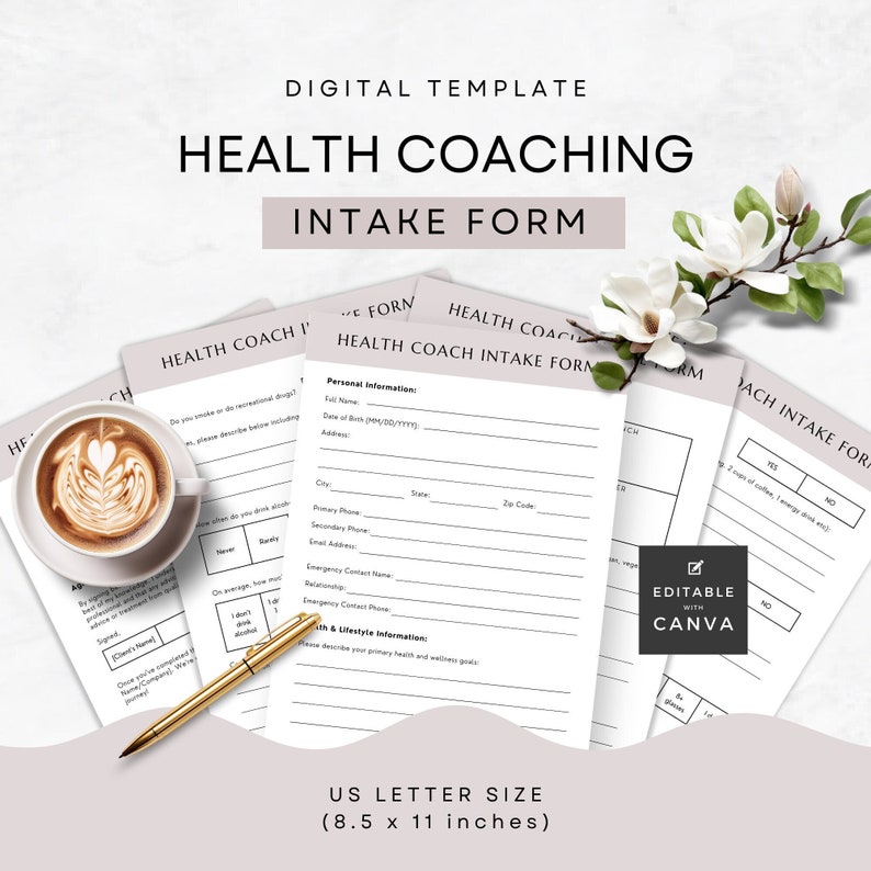 Health Coach Intake Form Template, Client Onboarding, Wellness Coaching ...