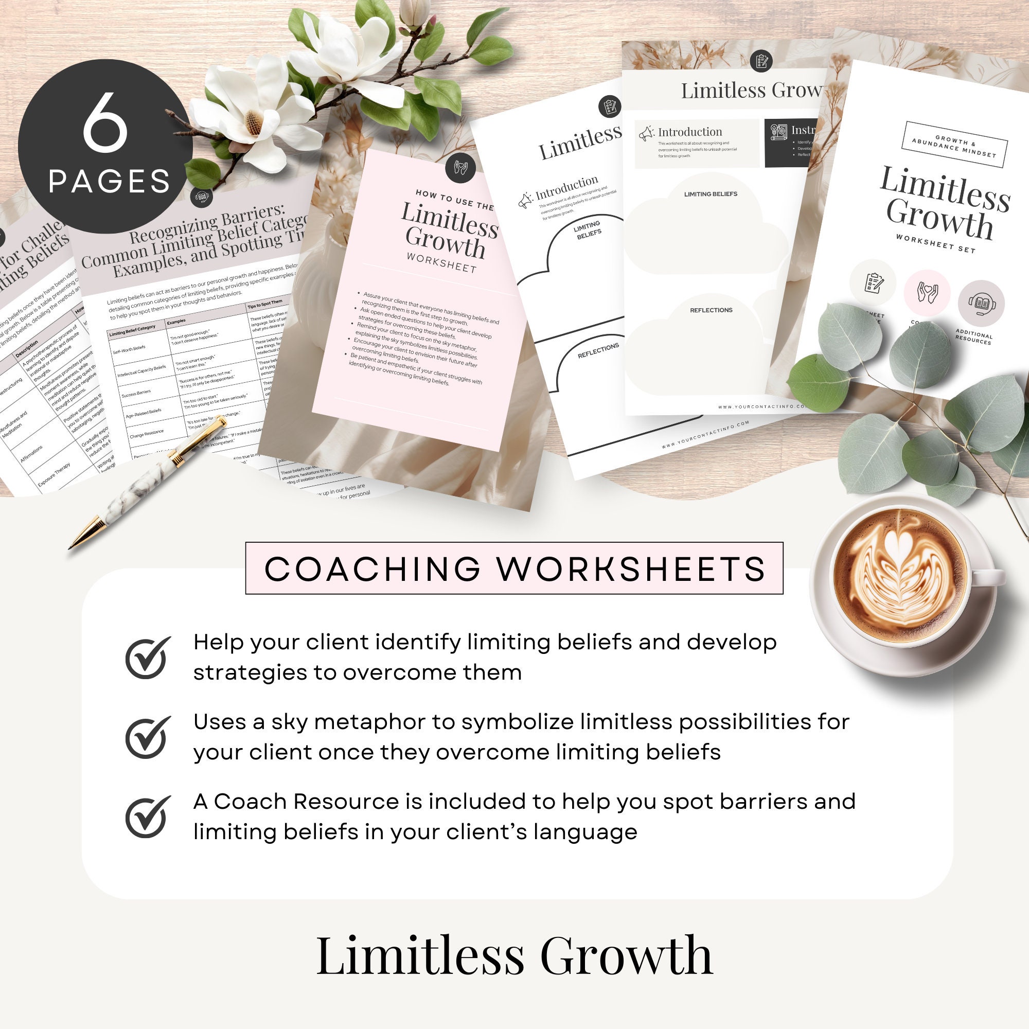Personal Growth Worksheet Canva Template, Coaching Wellness, Life Coach ...