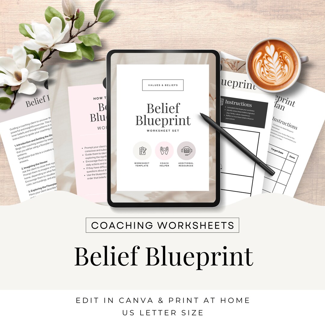 Belief Blueprint Worksheet Mindset Coach Tools & Resources - Etsy