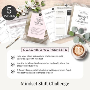 Mindset Shift Worksheet Canva Template, Coaching Mental Health Wellness ...