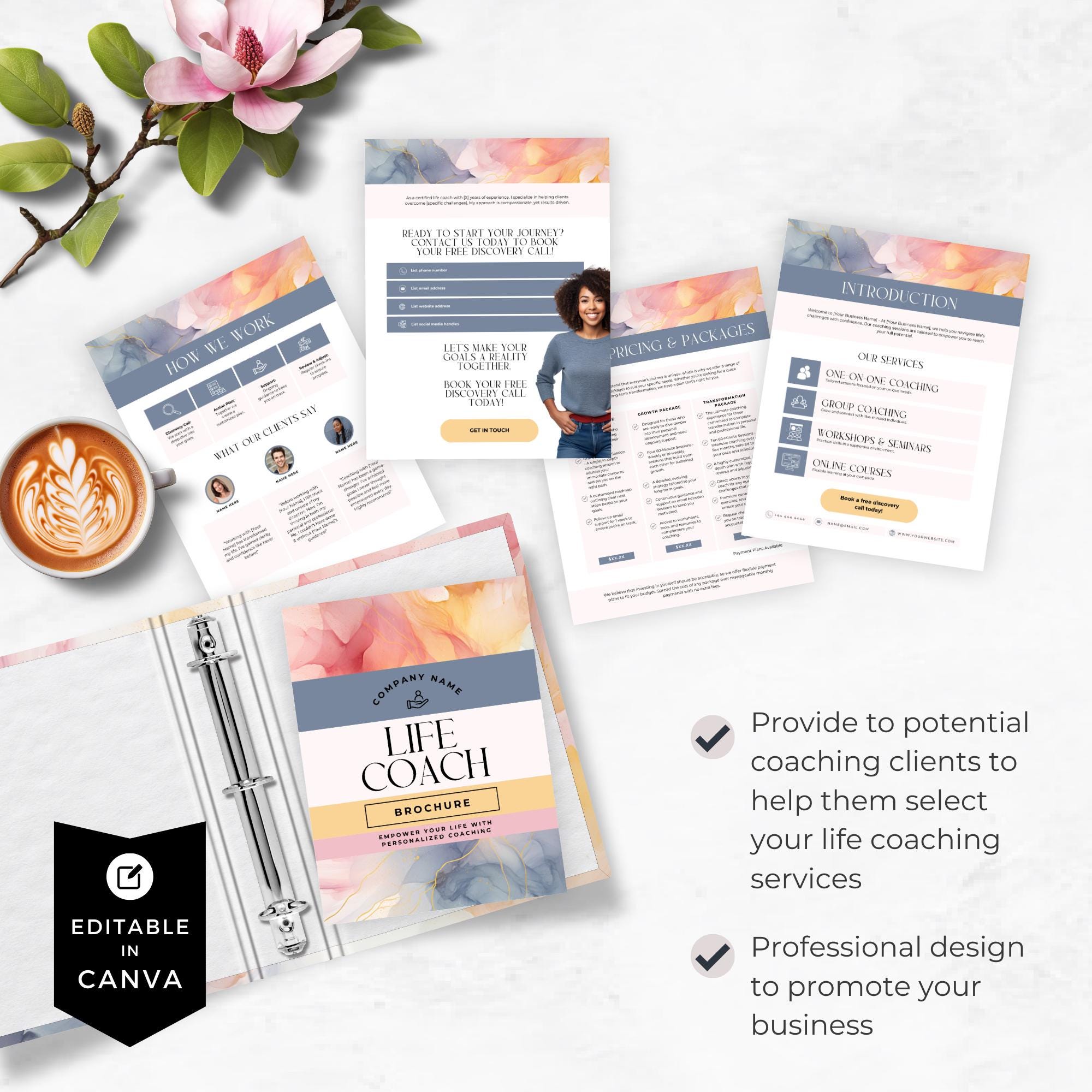 Editable Life Coach Brochure Template Promo Packet for New Clients ...