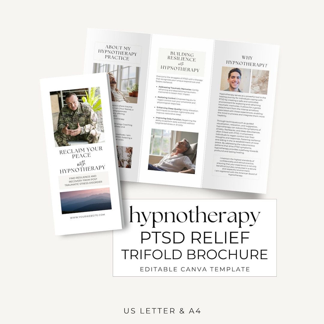 Hypnotherapy Trifold Pamphlet PTSD, Hypnotherapist Promo Leaflet ...