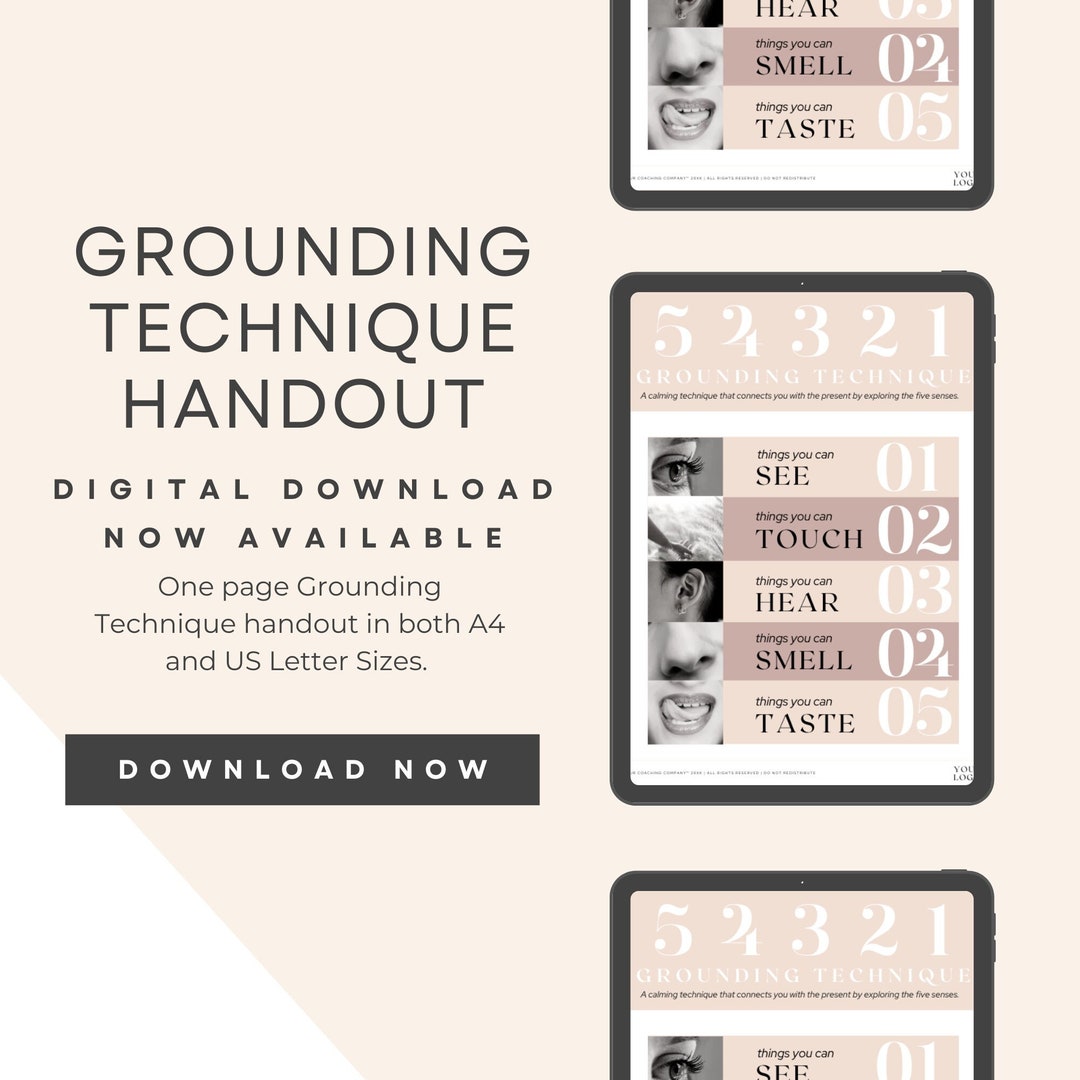 Grounding Technique Handout, Freebie, Lead Magnet, Worksheet, Canva ...