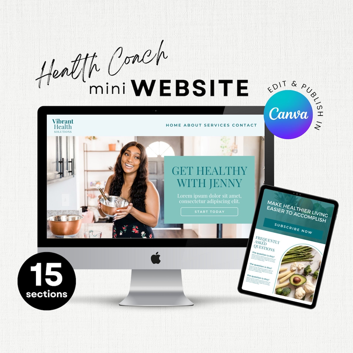 Health Coach Canva Website Template, Coaching Landing Page, Wellness ...