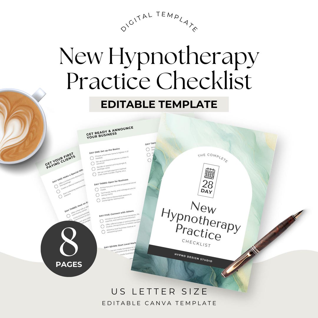 New Hypnotherapy Practice Checklist Canva Template Hypnotherapist ...