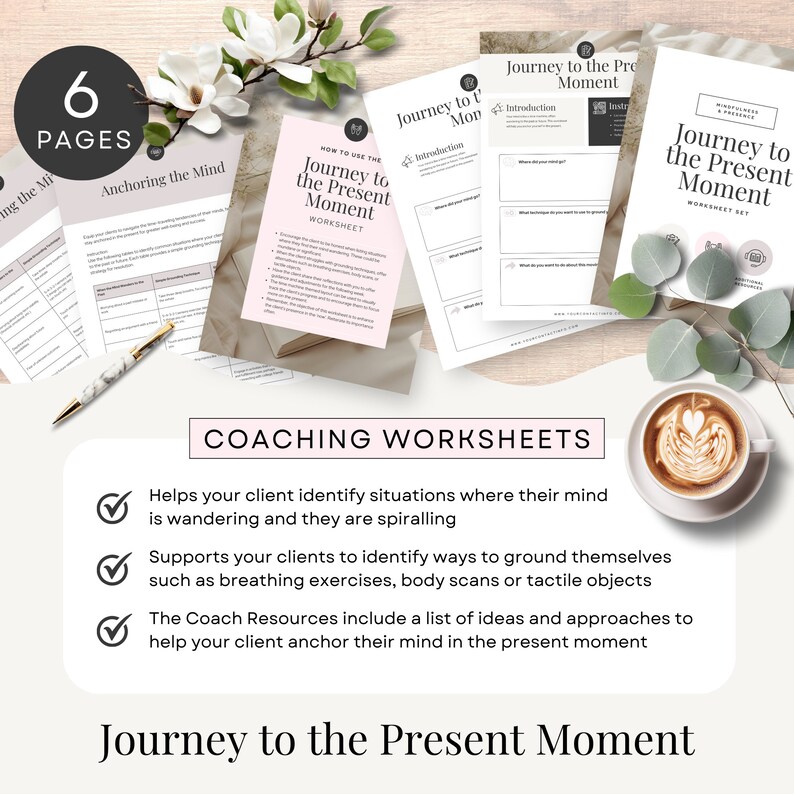 Present Moment Worksheet Canva Template, Wellness Wellbeing Present ...