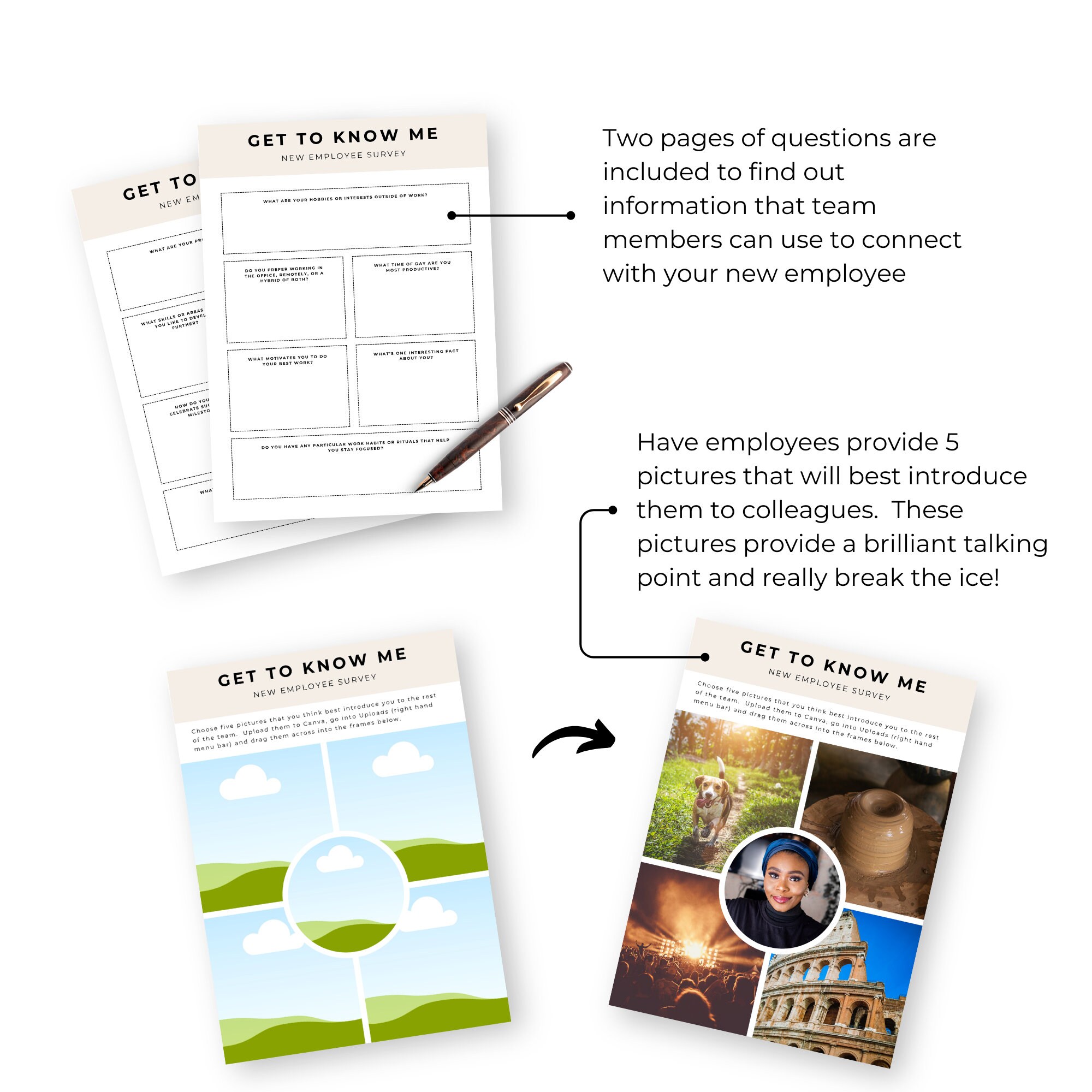 New Employee Welcome to the Team Get to Know Me Template Onboarding ...