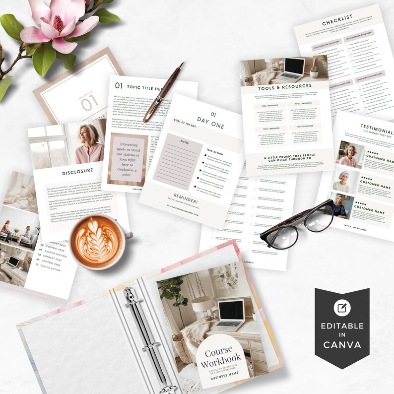 Course Workbook Template Canva Template Online Learning Workbook Page ...