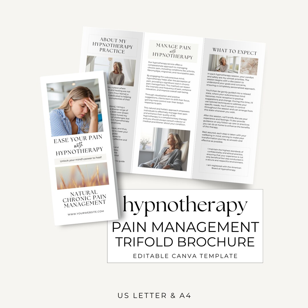 Hypnotherapy for Pain Management Tri Fold Leaflet Canva Template ...