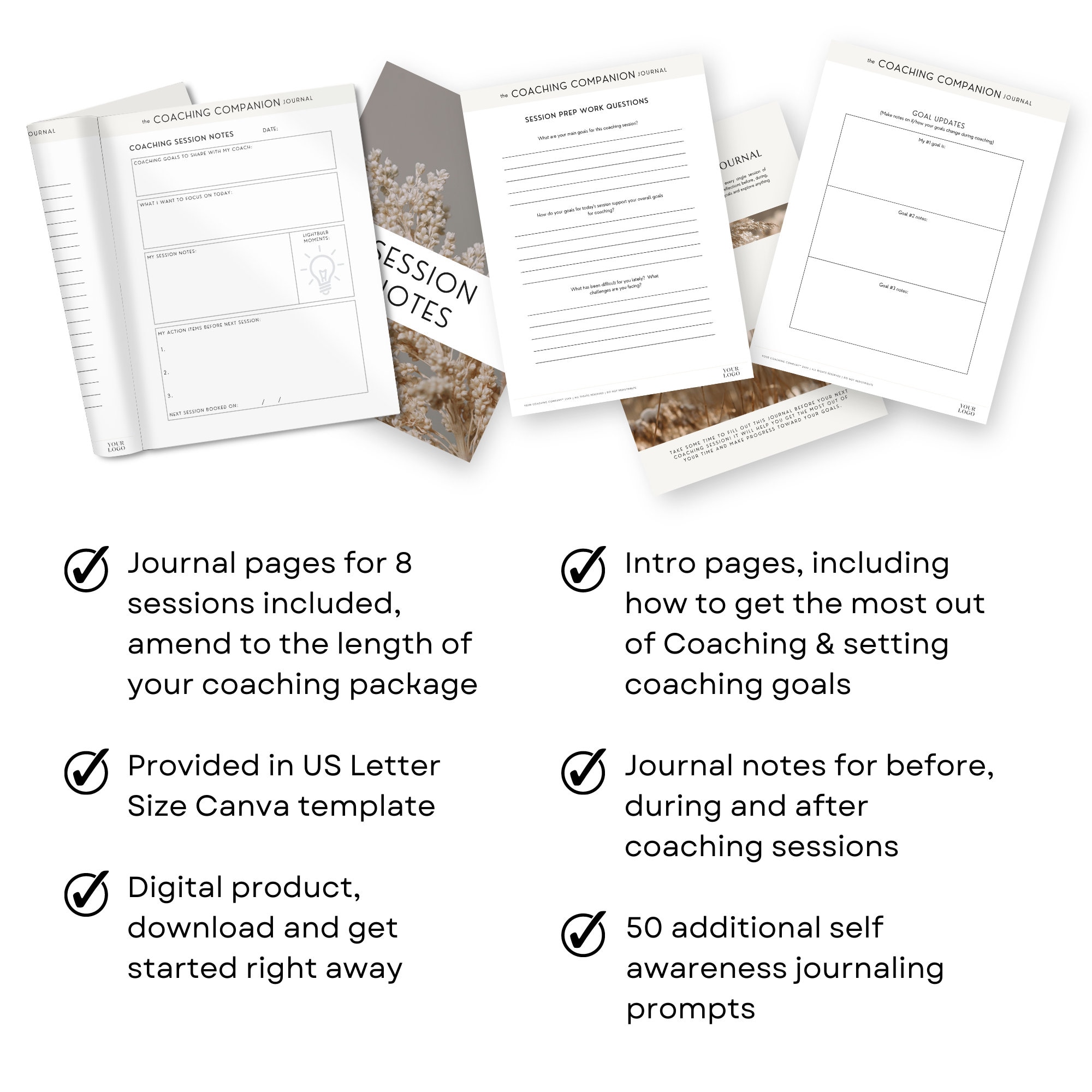 Coaching Journal Canva Template, Client Onboarding, Coaching Session ...