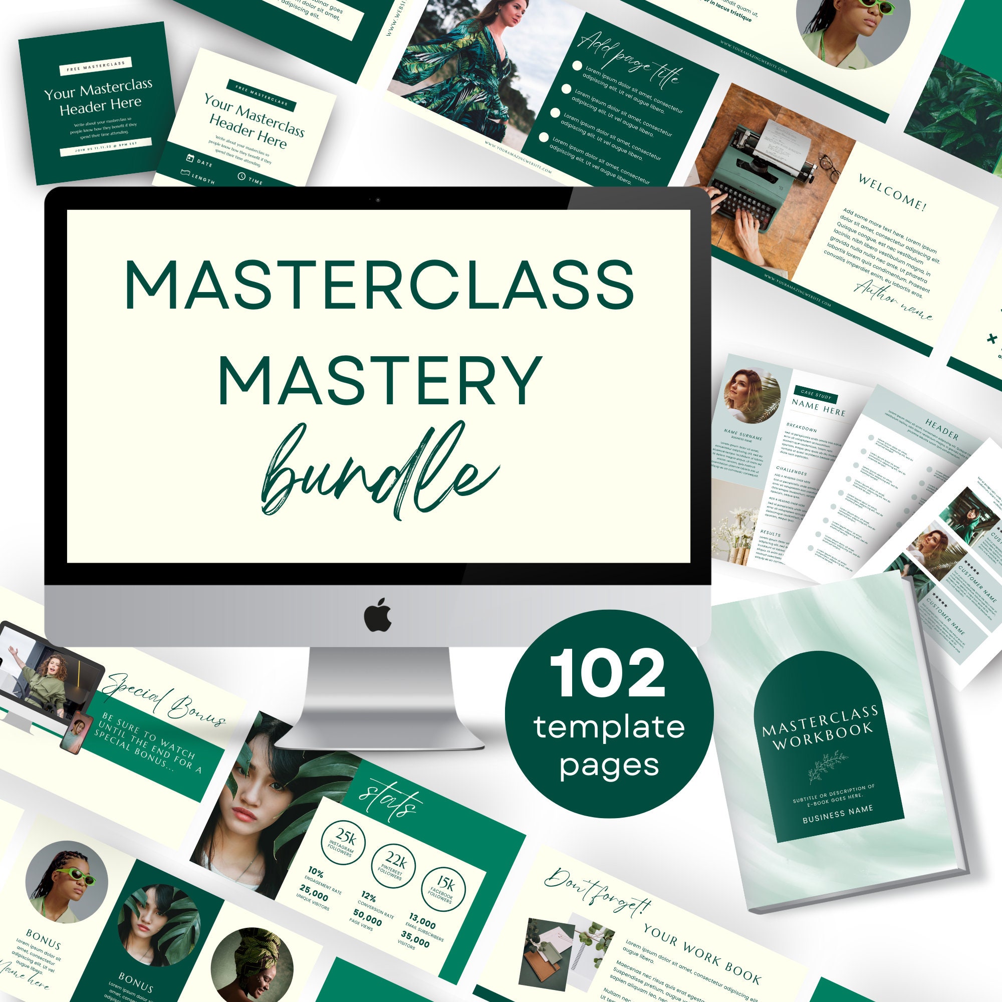 Masterclass Bundle CANVA TEMPLATE, Course Webinar Presentation ...