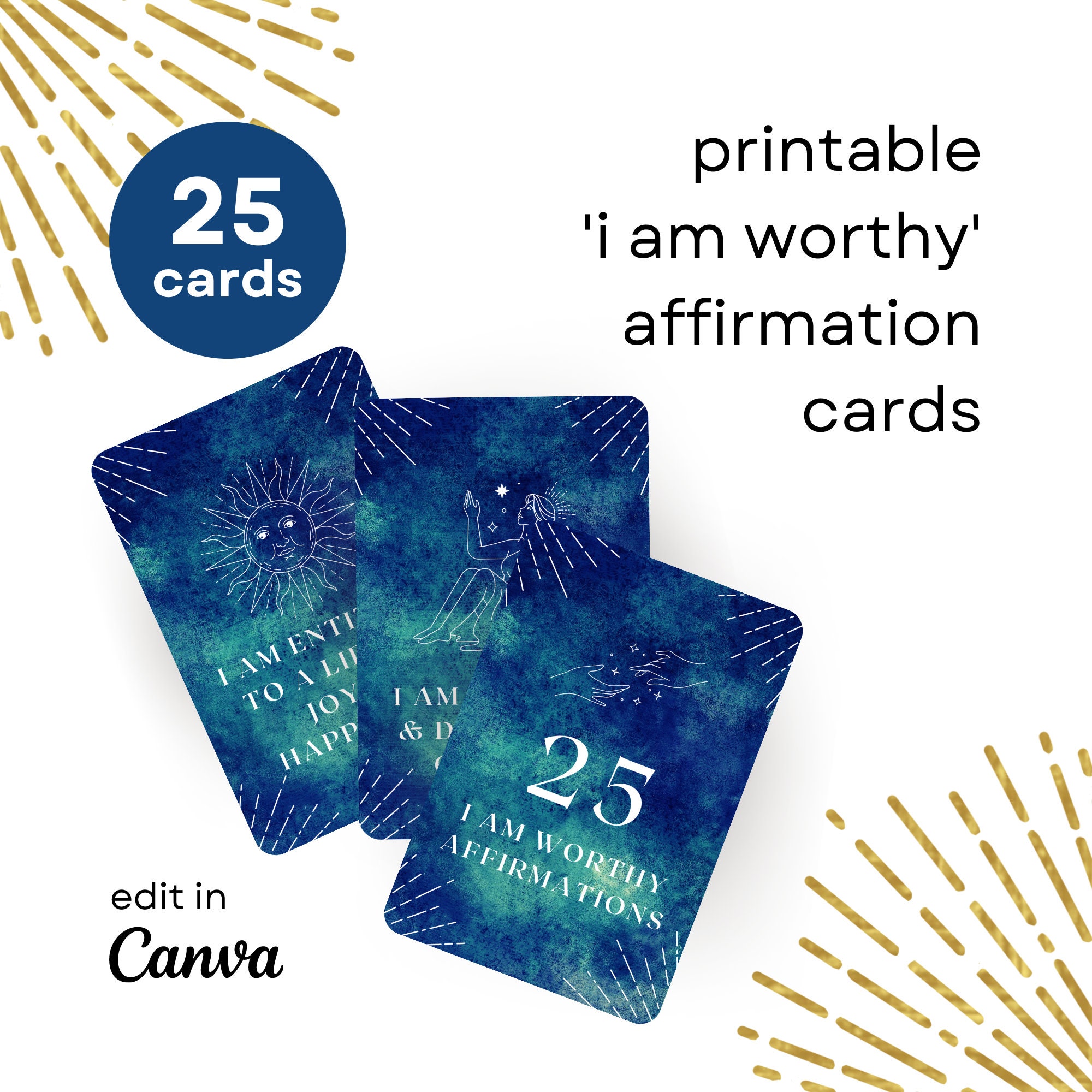 I Am Worthy Printable Affirmation Cards Positive Thinking - Etsy