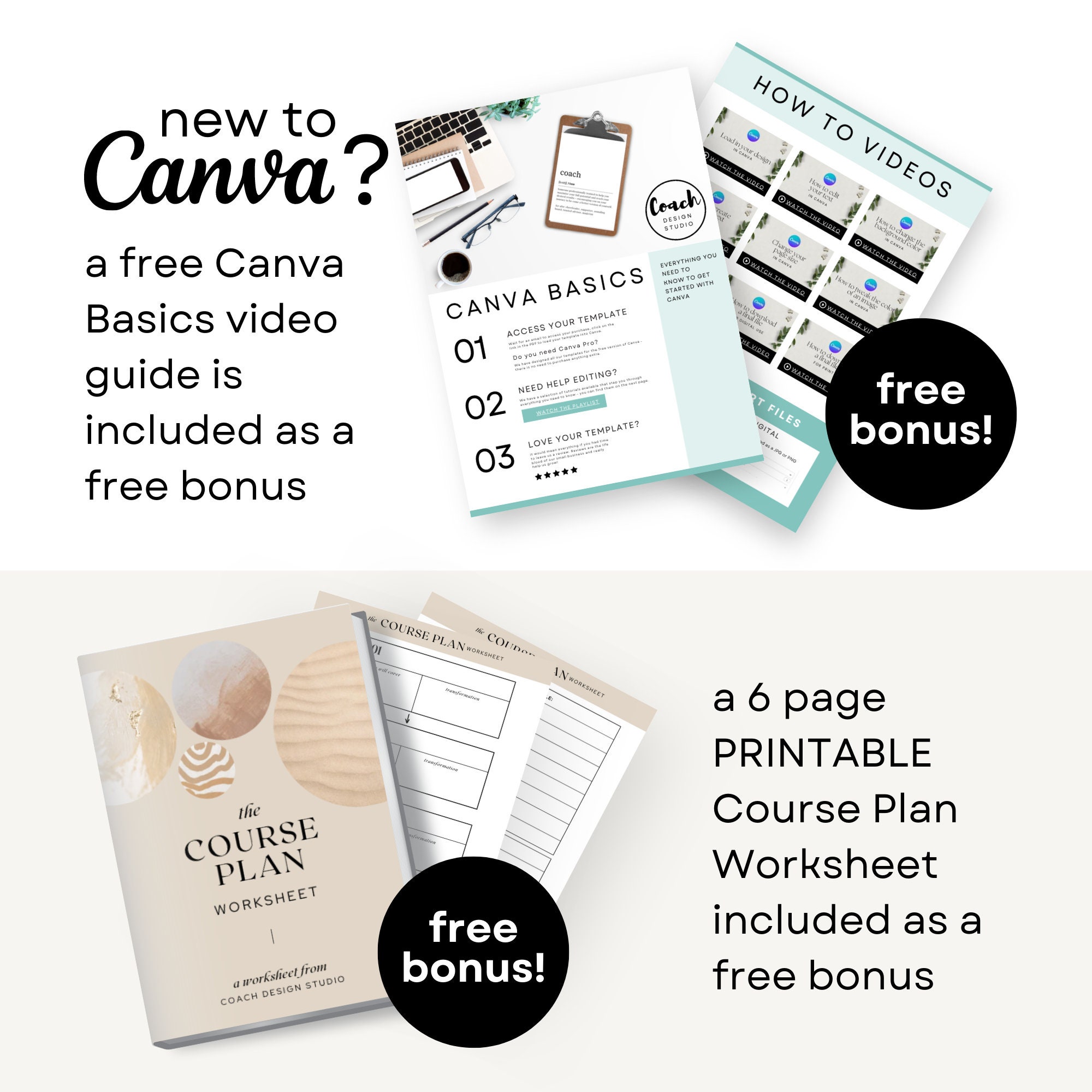 Course Creator Template Bundle, CANVA Templates, Course Toolkit, Sales ...