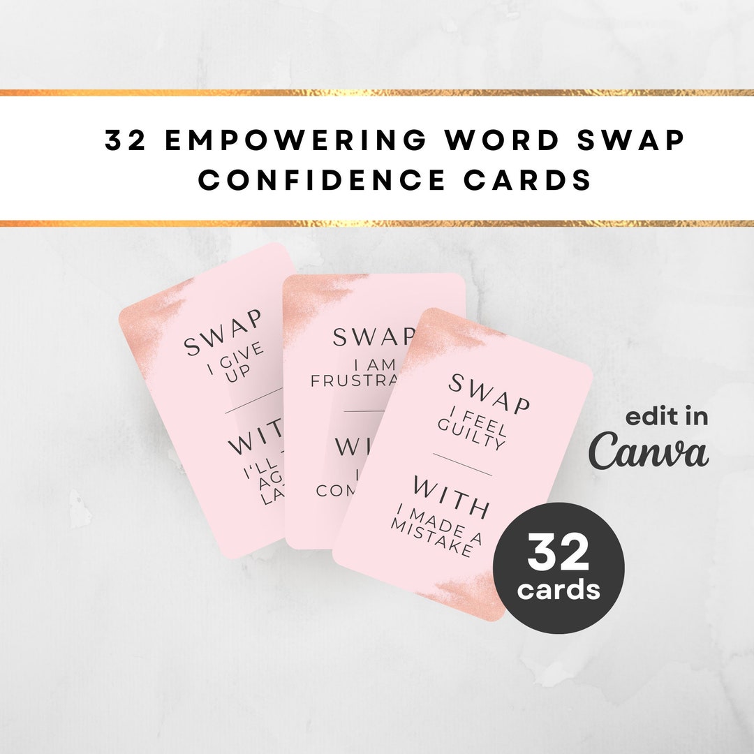 Empowering Word Swap Confidence Cards, Affirmations for Small Business ...