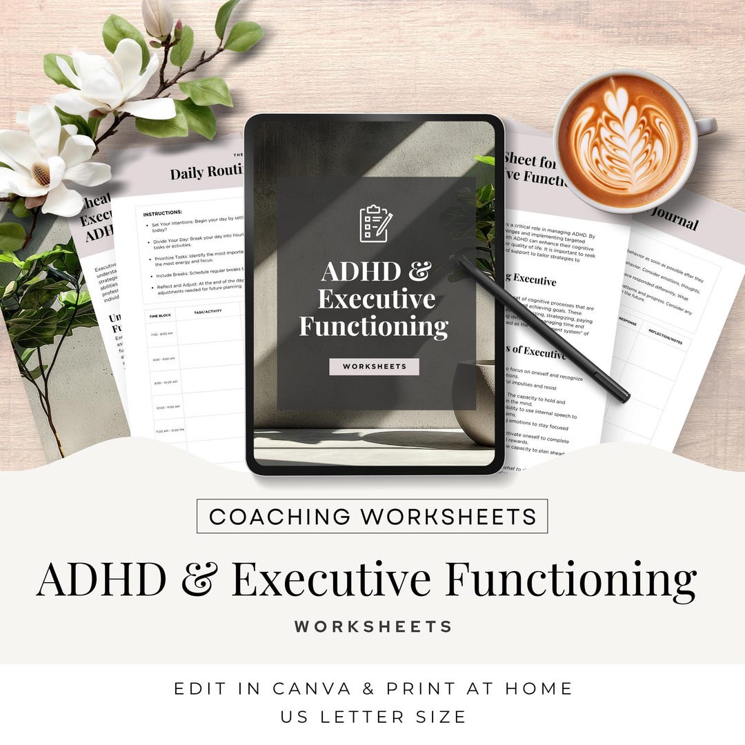 Executive Functioning Worksheet for ADHD Coaches Therapy Tools ...