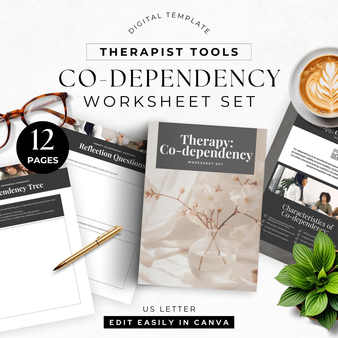 Codependency Worksheets Printable Workbook Canva Template for ...