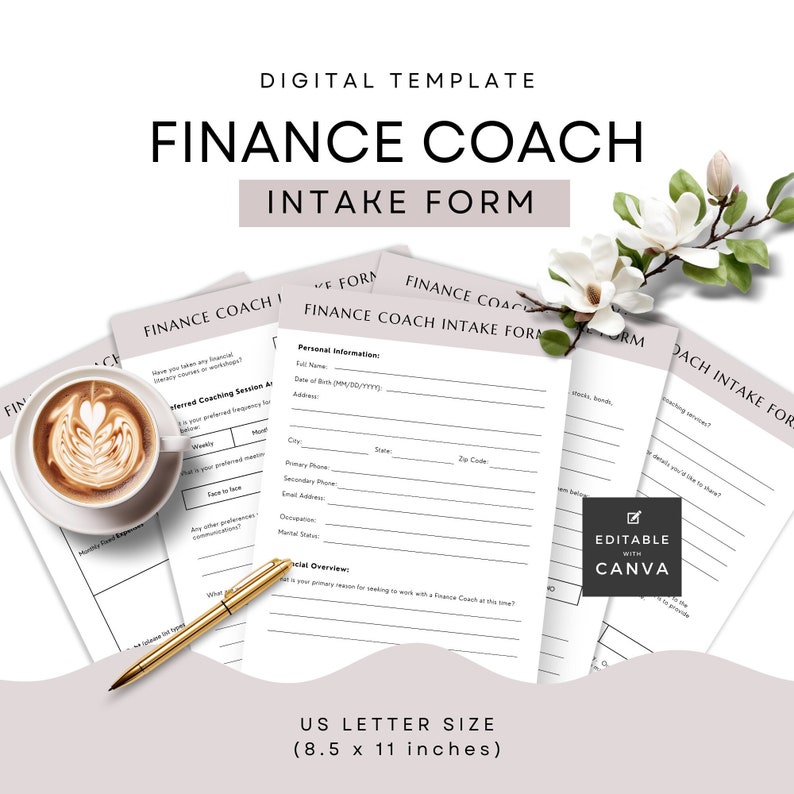 Finance Coach Intake Form Canva Template, Financial Client Onboarding ...