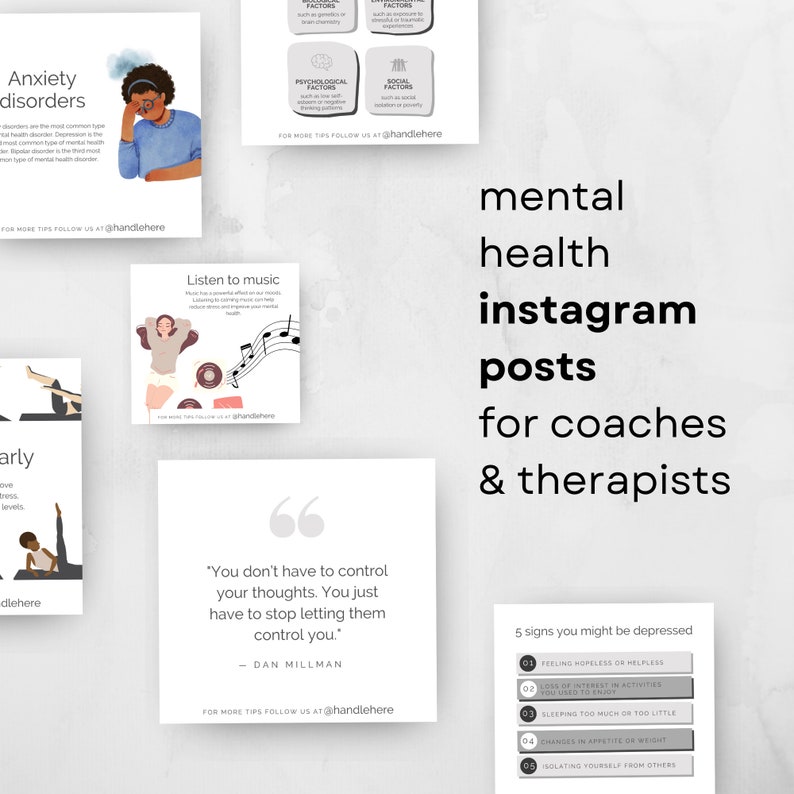 Canva Template Mental Health Quotes and Tips, for Coaches and ...