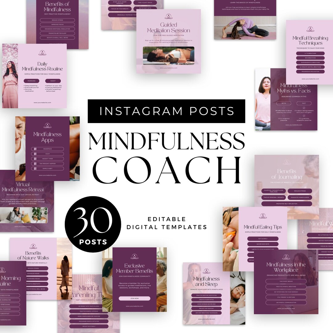 Mindfulness Coach Canva Instagram Holistic Wellbeing Coach Social Media ...