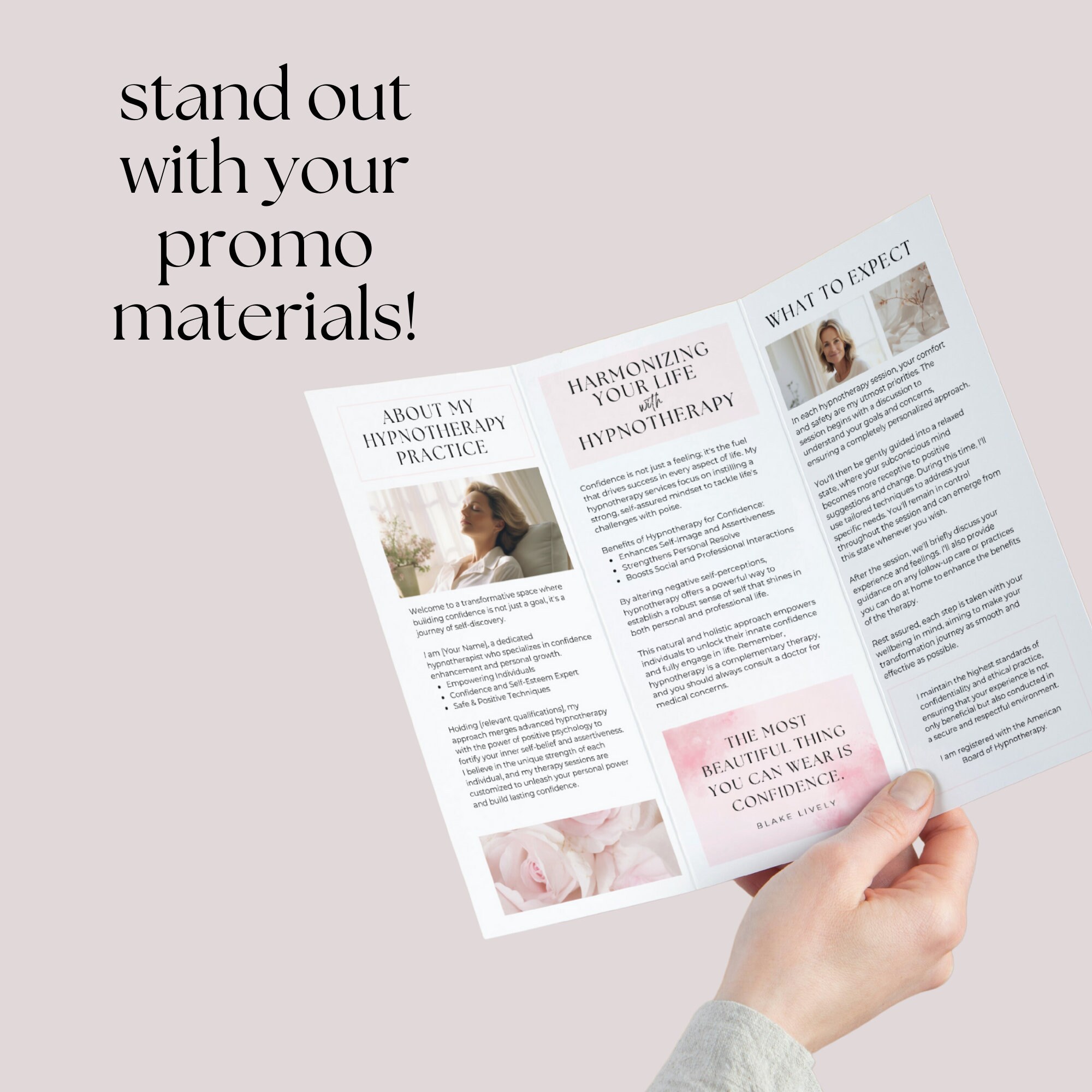 Tri Fold Leaflet Canva Template Hypnosis for Confidence Building ...