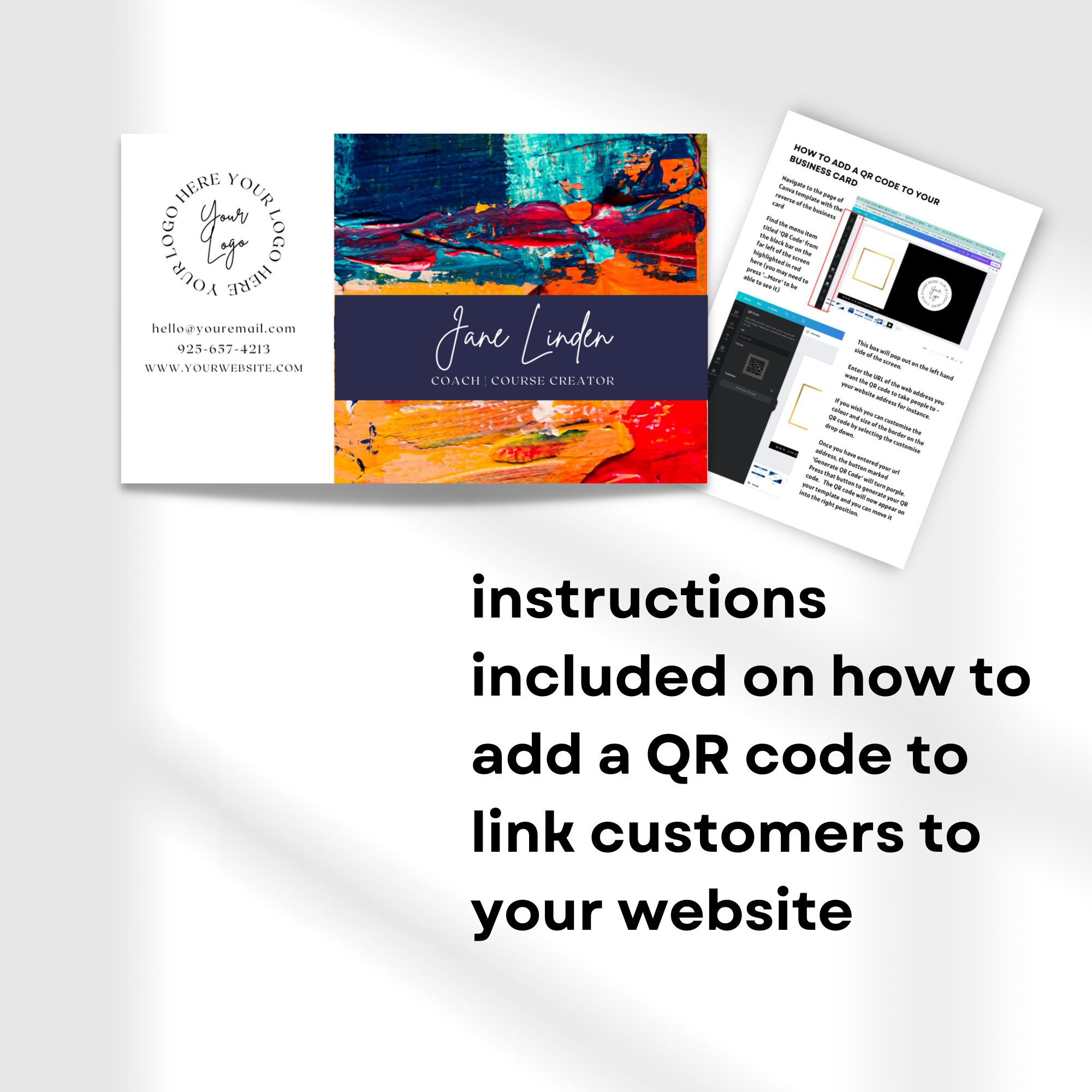 Canva Template Business Card Artsy QR Code Business Card - Etsy