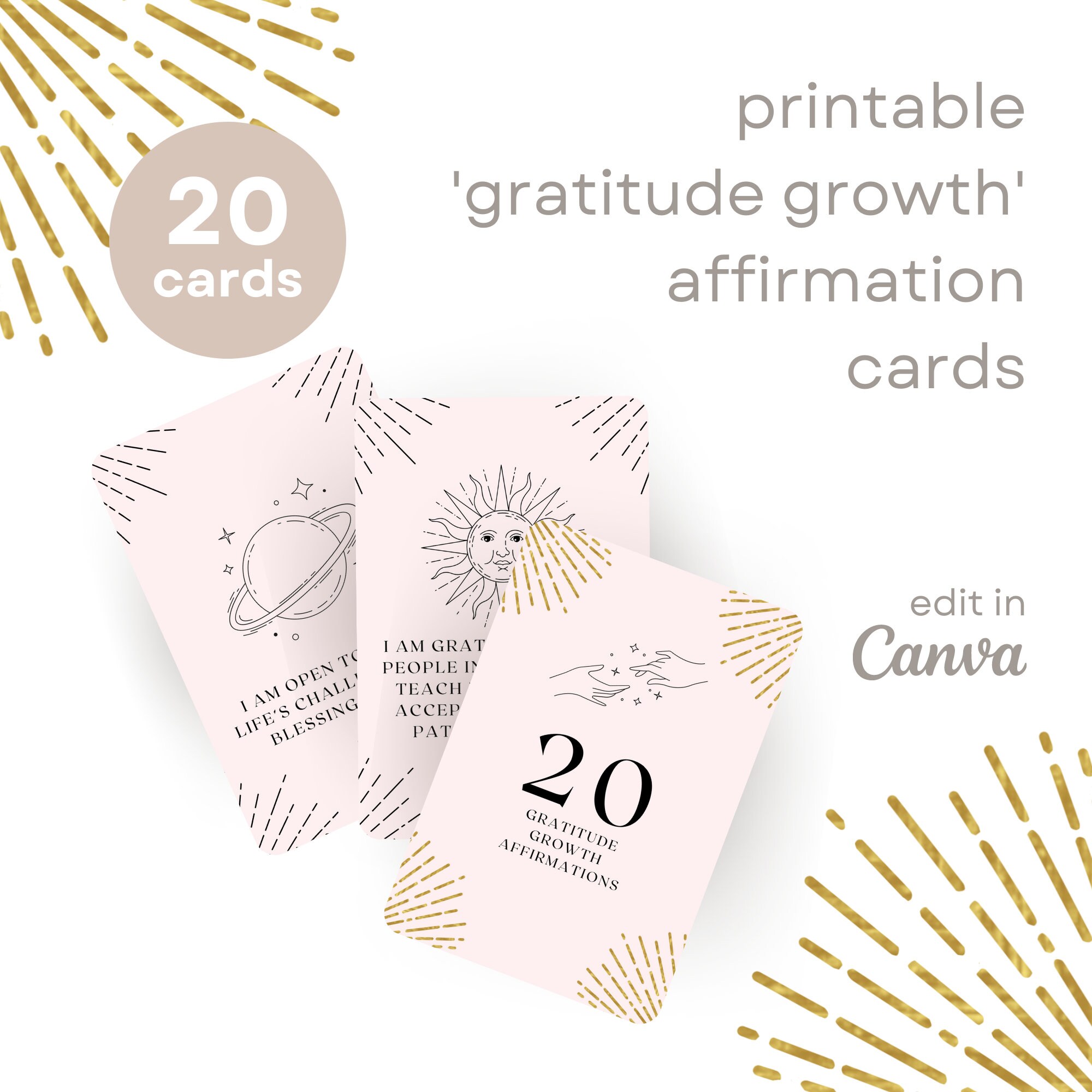 Affirmation Cards Printable Gratitude Growth, Freebie, Lead Magnet ...