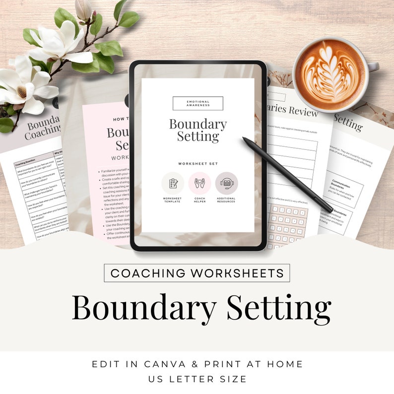Boundary Setting Worksheet Printable Worksheets Set Canva Template Self ...