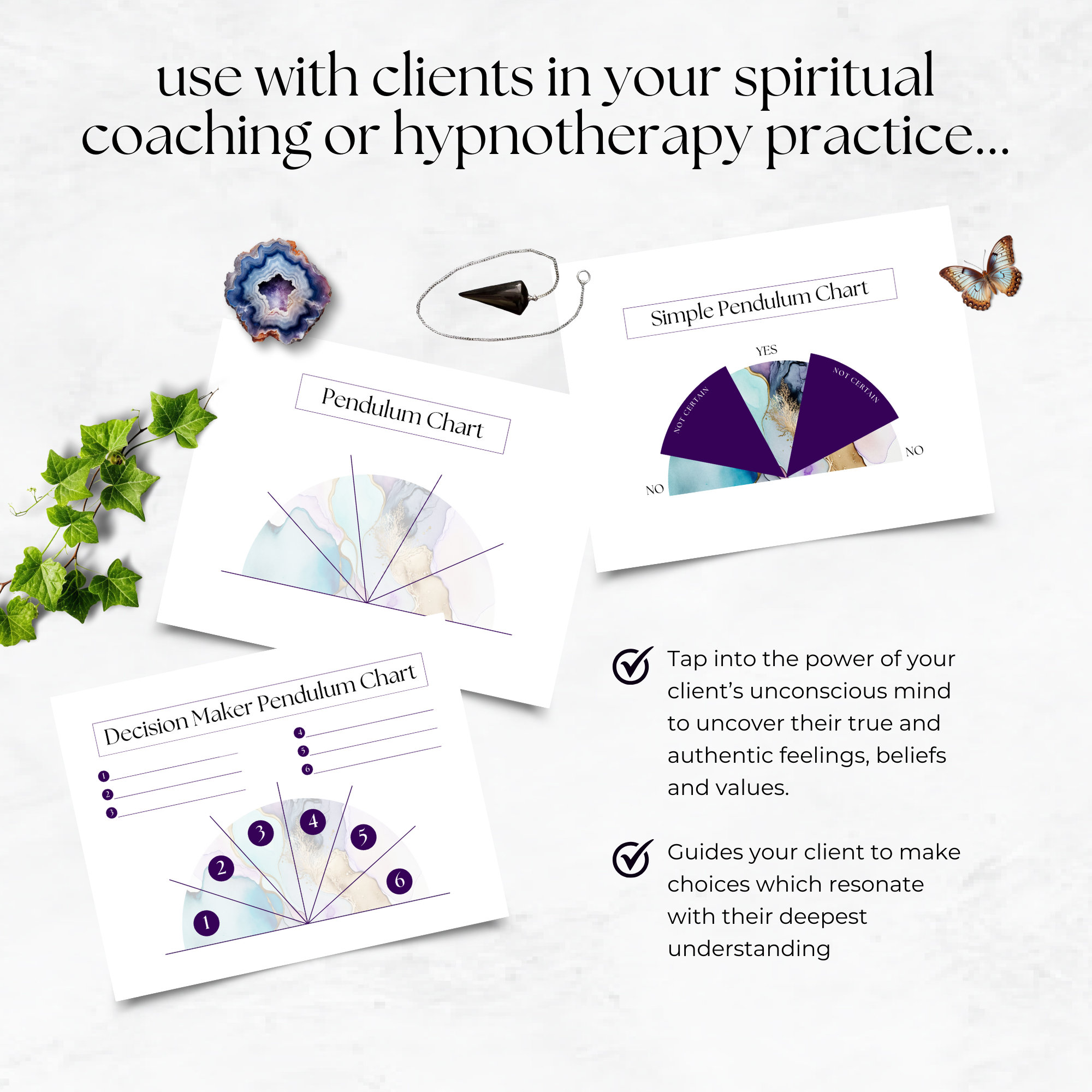 Hypnotherapist Pendulum Chart Canva Template, Spiritual Coach Tools ...