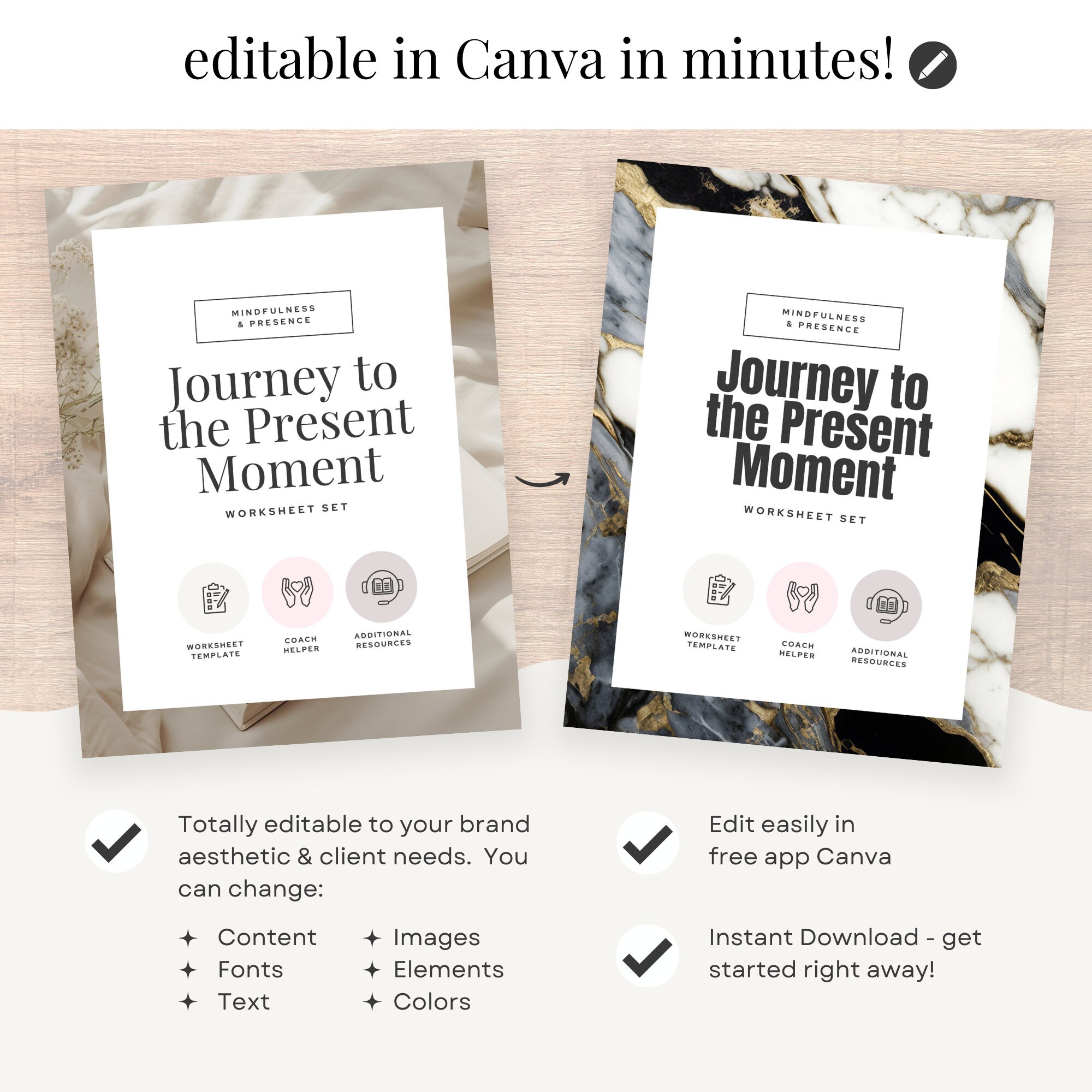 Present Moment Worksheet Canva Template Wellness Wellbeing - Etsy