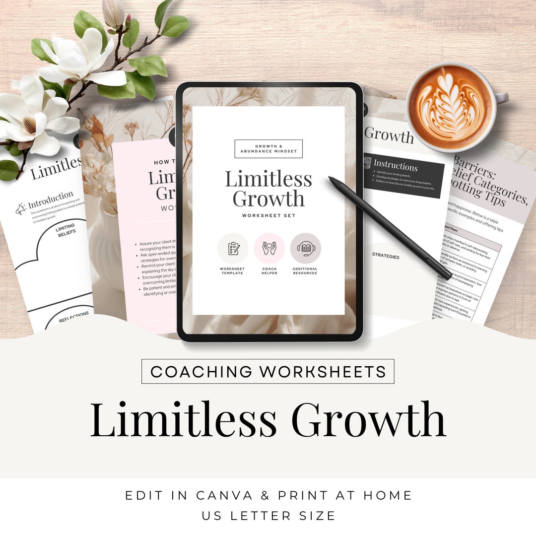 Personal Growth Worksheet Canva Template, Coaching Wellness, Life Coach ...
