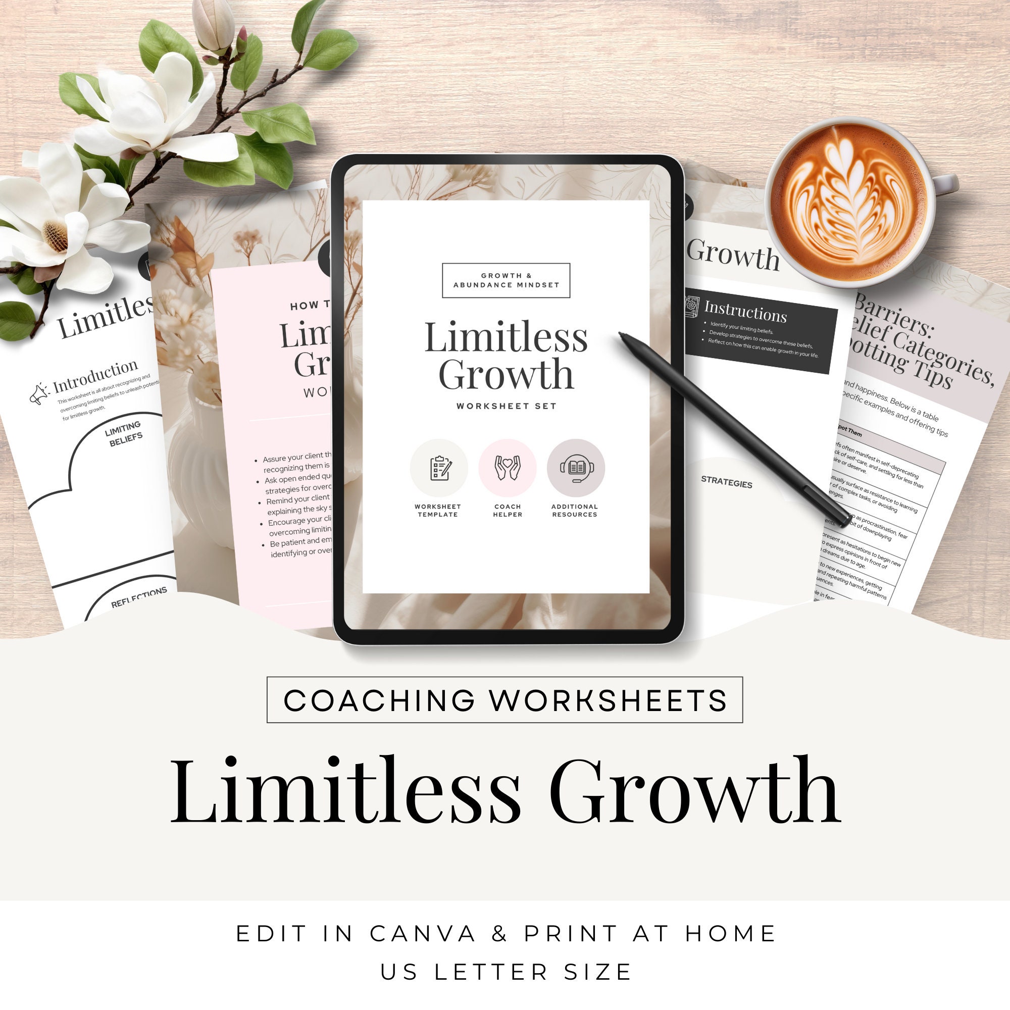 Personal Growth Worksheet Canva Template, Coaching Wellness, Life Coach ...
