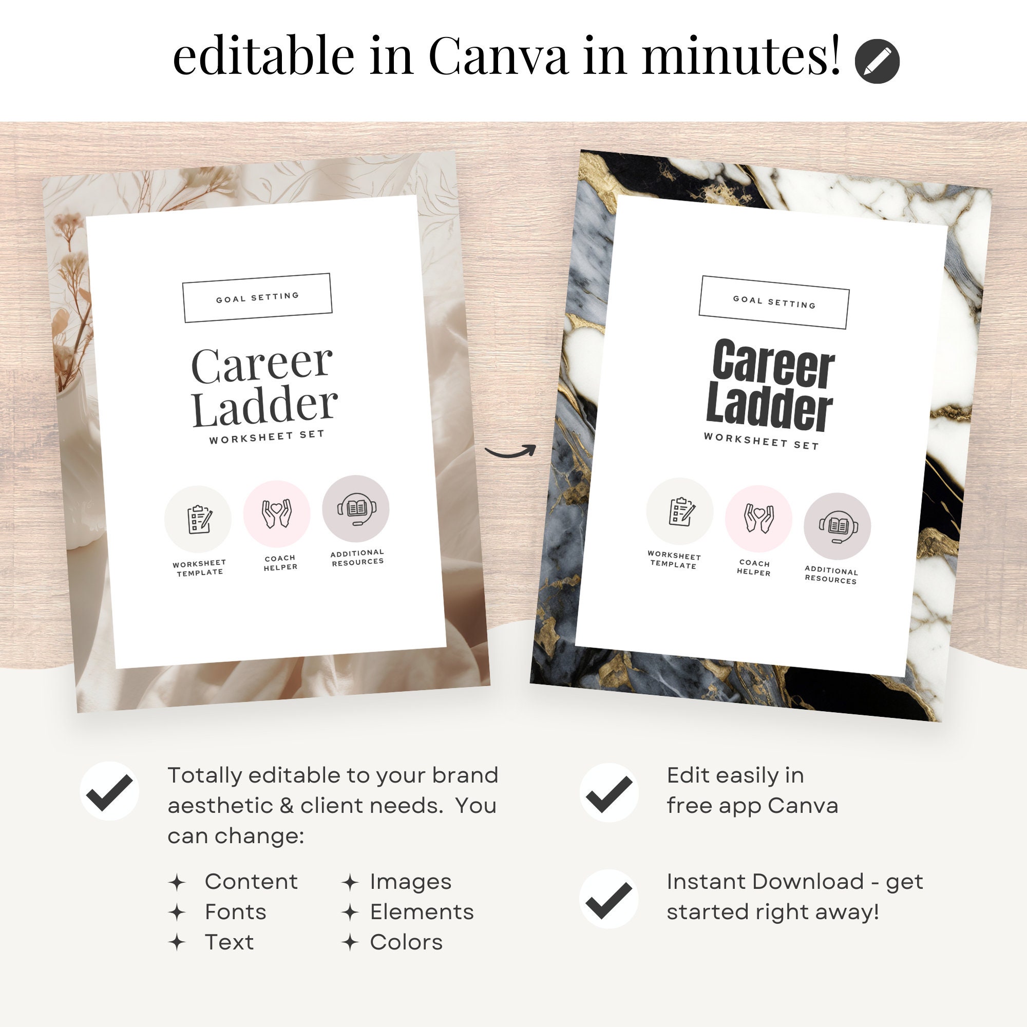 Career Development Worksheet, Canva Template, Professional Advancement ...