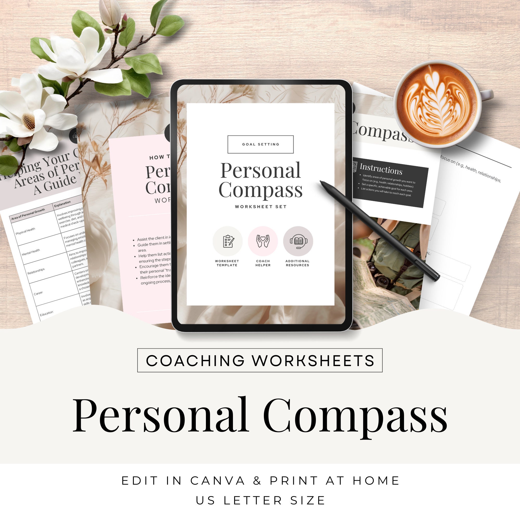 True North Goal Setting Worksheet, Canva Template, Growth Mindset, Self ...