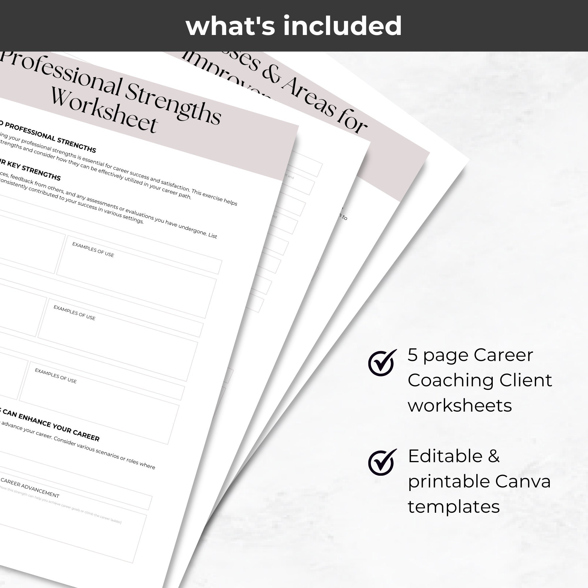 Strengths and Weaknesses Worksheet Career Coach Handout Canva Template ...